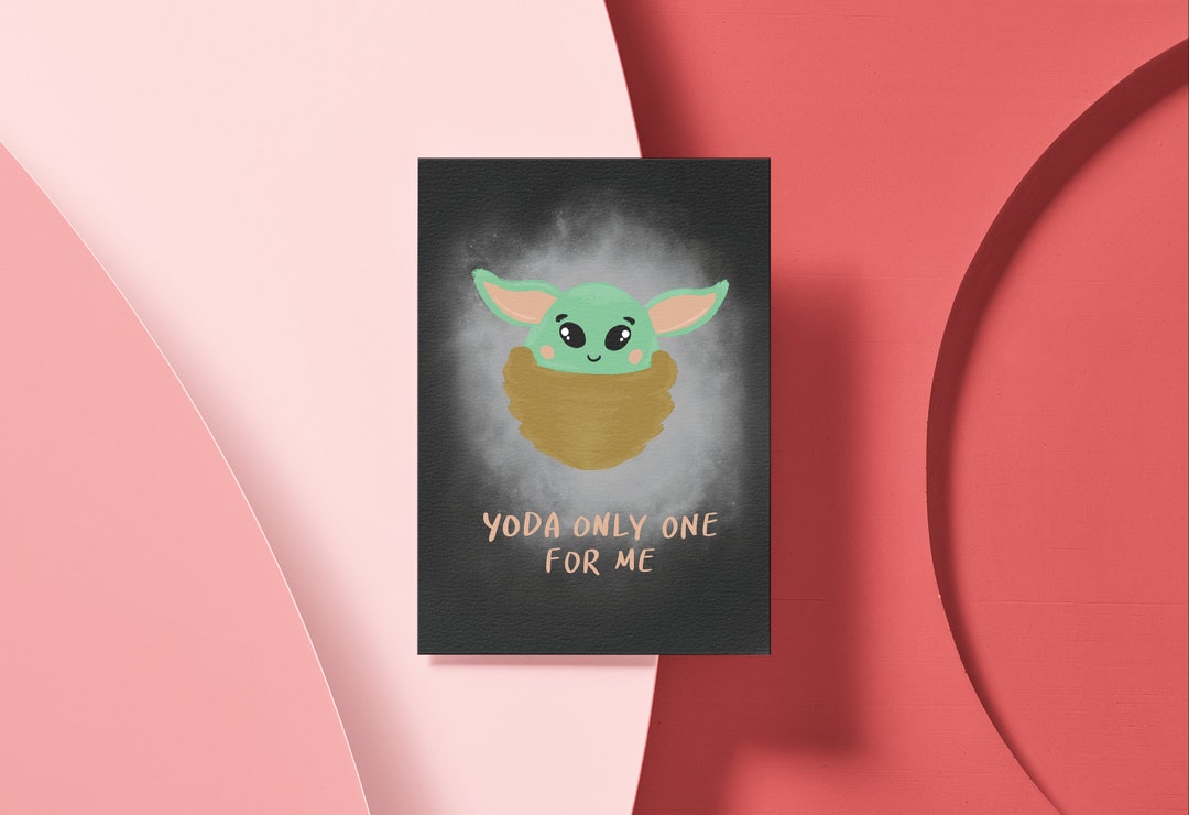 PRINTABLE Yoda One for Me Valentine's Day Card, Star Wars, Baby Yoda ...