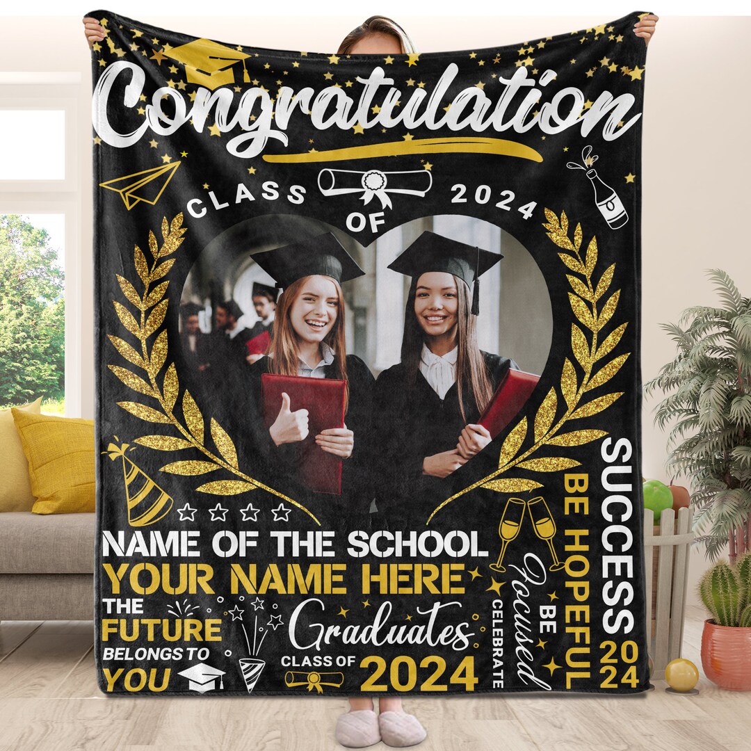 Custom Graduation Name Text Graduation Blanket, Personalized Graduation ...