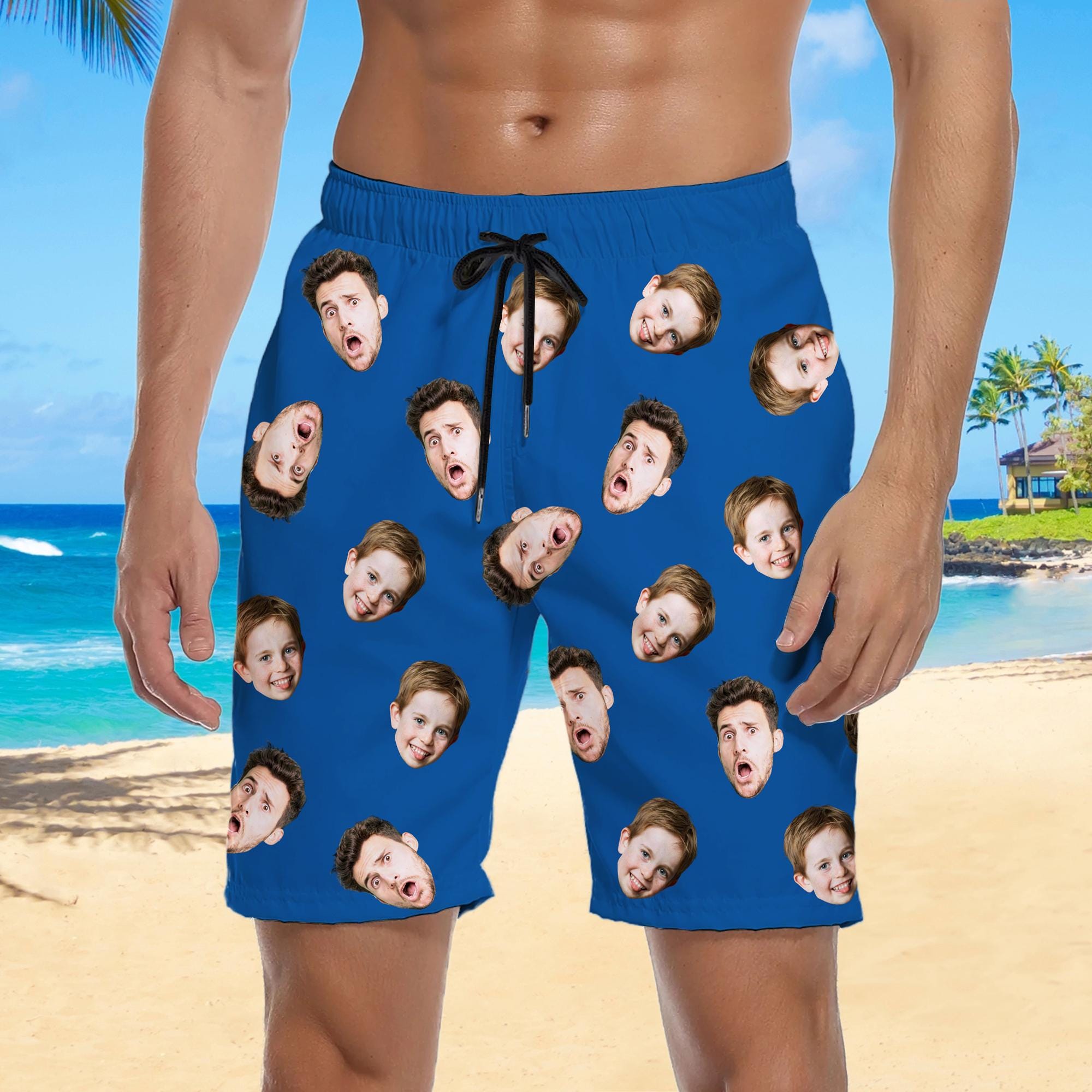 Custom Funny Face Photo Swim Trunks: Personalized Men's Beach Shorts ...