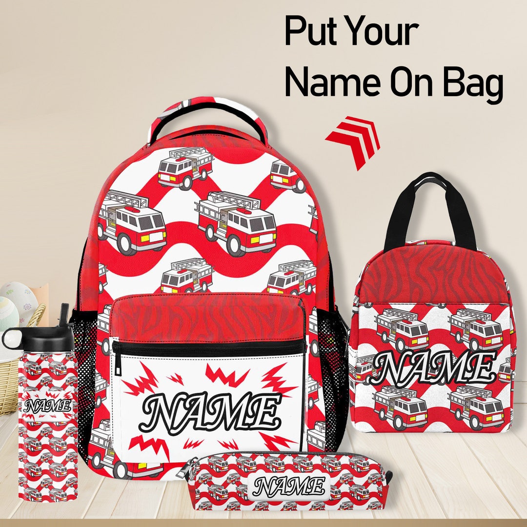 Custom Name Backpack With Fire Truck, Personalized Backpack for Boy ...