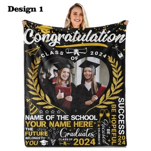 Custom Graduation Name Text Graduation Blanket, Personalized Graduation ...