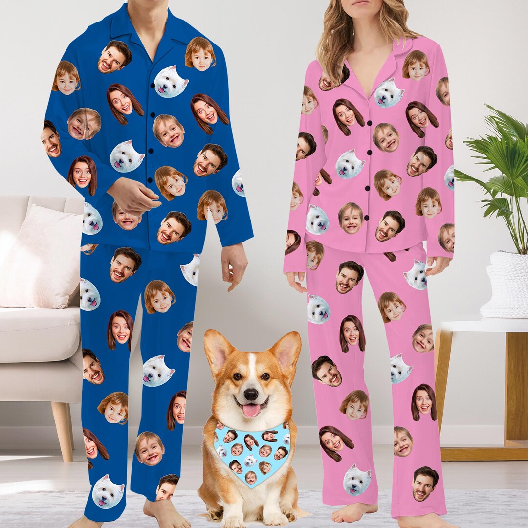 Custom Picture Face Pajama Set: Personalized Photo Pajamas, Pet Faces ...