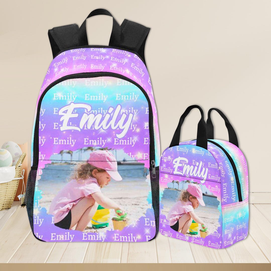 Personalized Photo Backpack Lunch Bag Set: Custom School Bag - Etsy