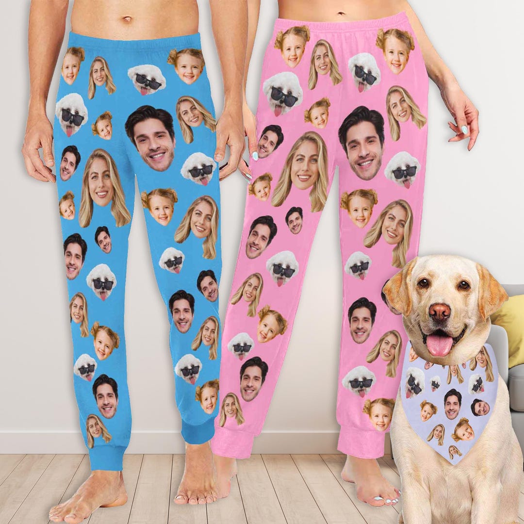 Custom Face Pajama Pants: Personalized Photo Trousers, Joggers Pajama ...