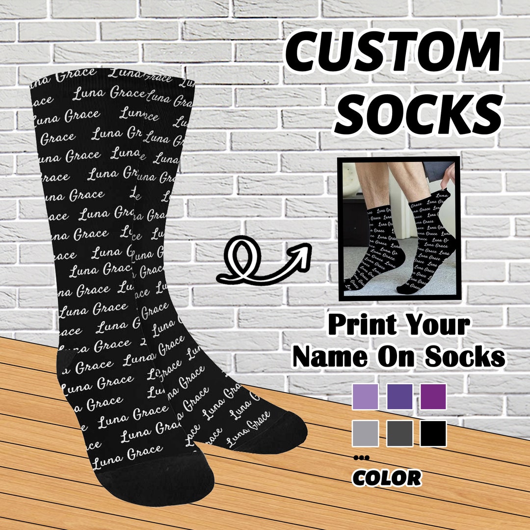 Custom Name Printed Socks, Custom Signature Socks Gifts, Creative Socks ...