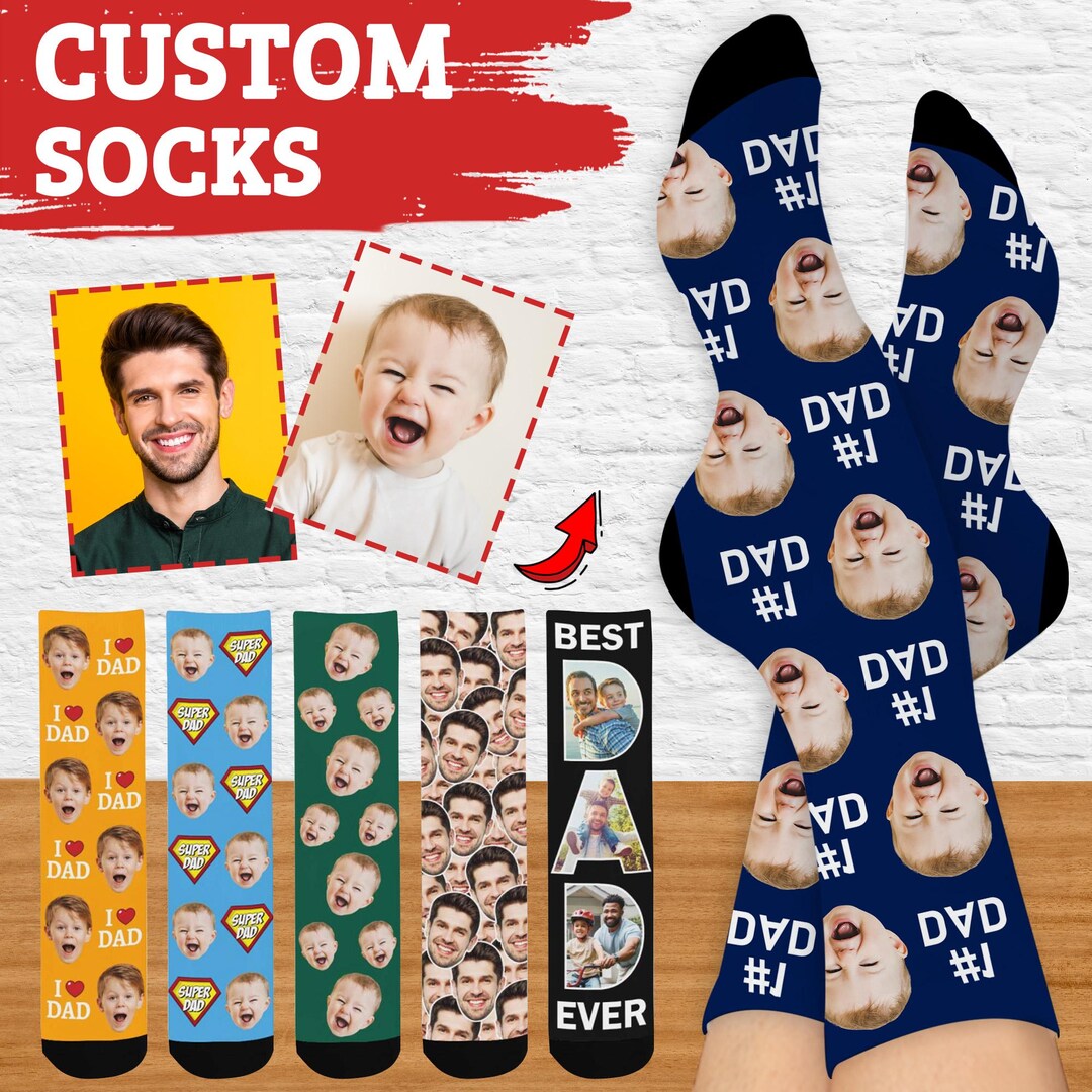 Custom Father's Day Photo Socks: Personalized Dad Gift - Etsy