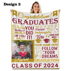 Custom Graduation Name Text Graduation Blanket, Personalized Graduation ...