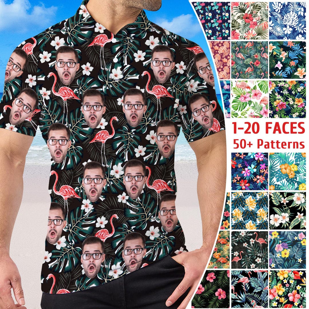 Personalized Face Hawaiian Polo Shirt: Photo Golf Polo, Bachelor Party ...