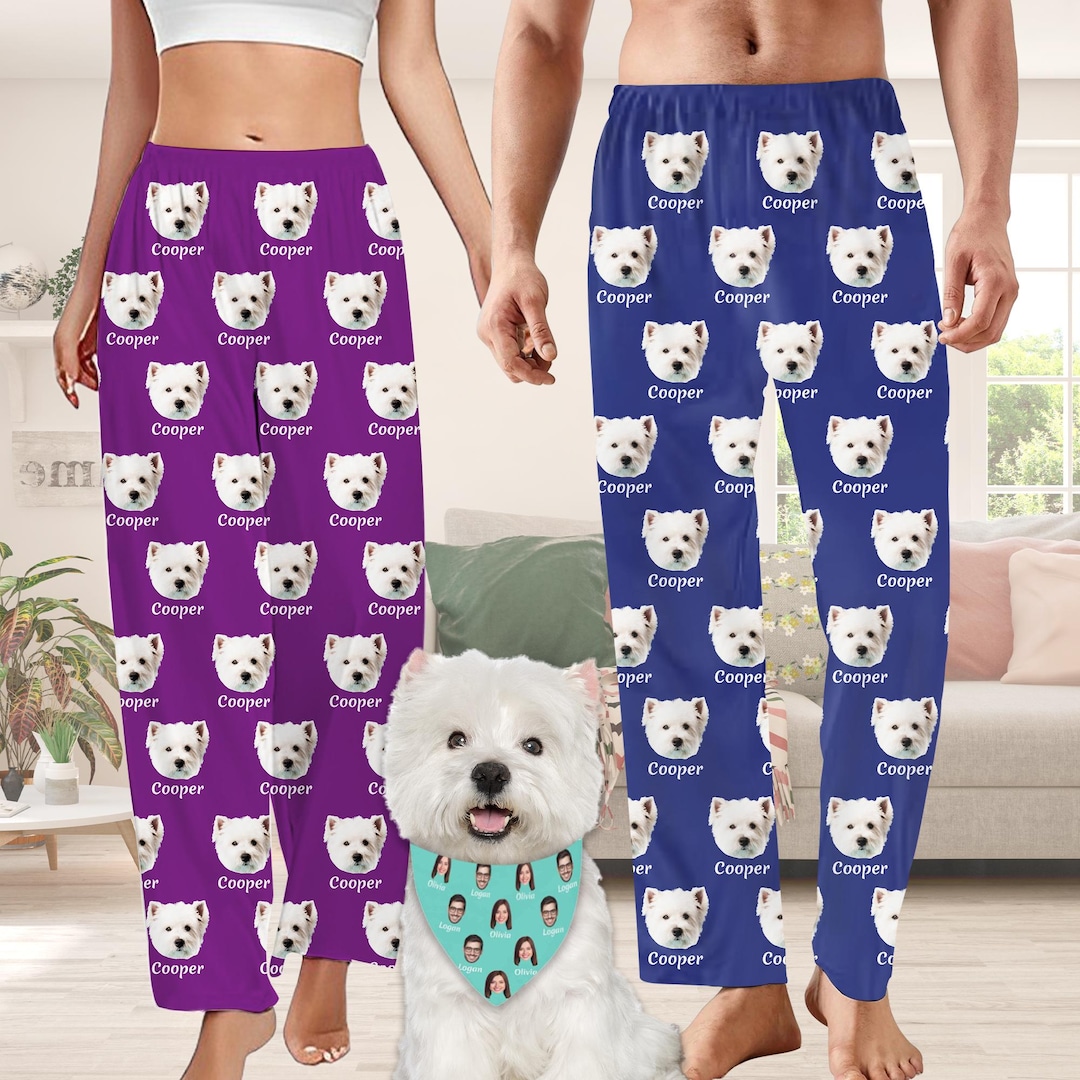 Personalized Pajama Pants With Dog Photo and Name, Custom Dog Pajama ...