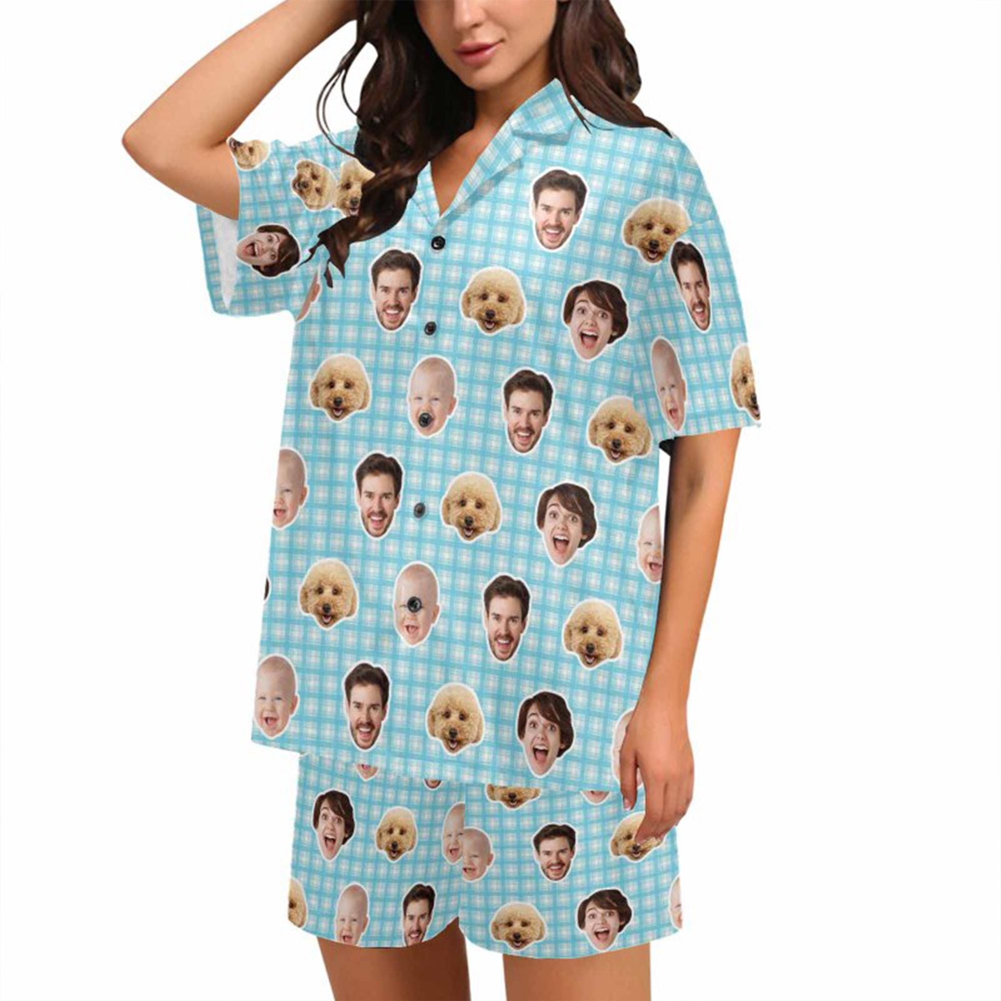 Personalized Face Pajama Set: Custom Photo Sleepwear for Family, Women ...