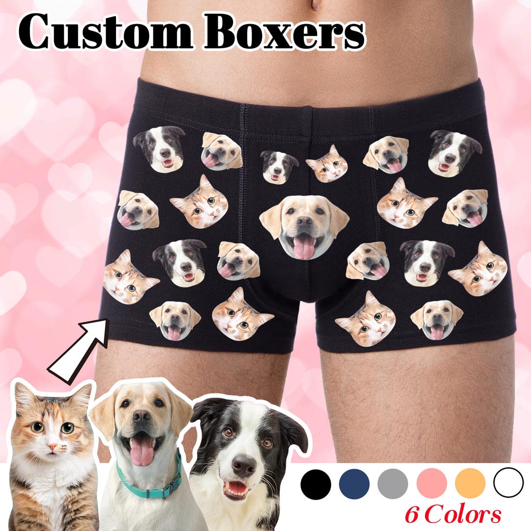 Custom Pet Face Boxer Briefs: Personalized Dog Cat Underwear Gift - Etsy