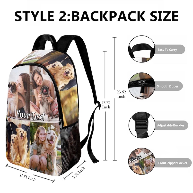 Personalized Photo Backpack: Custom Travel Bookbag for Kids - Etsy