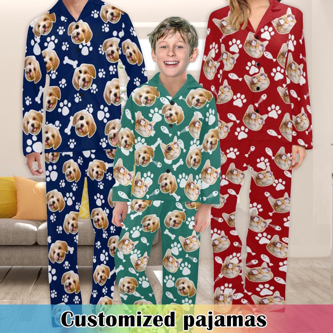 Personalized Pet Photo Pajamas Set: Custom Dog Face Pjs - Etsy