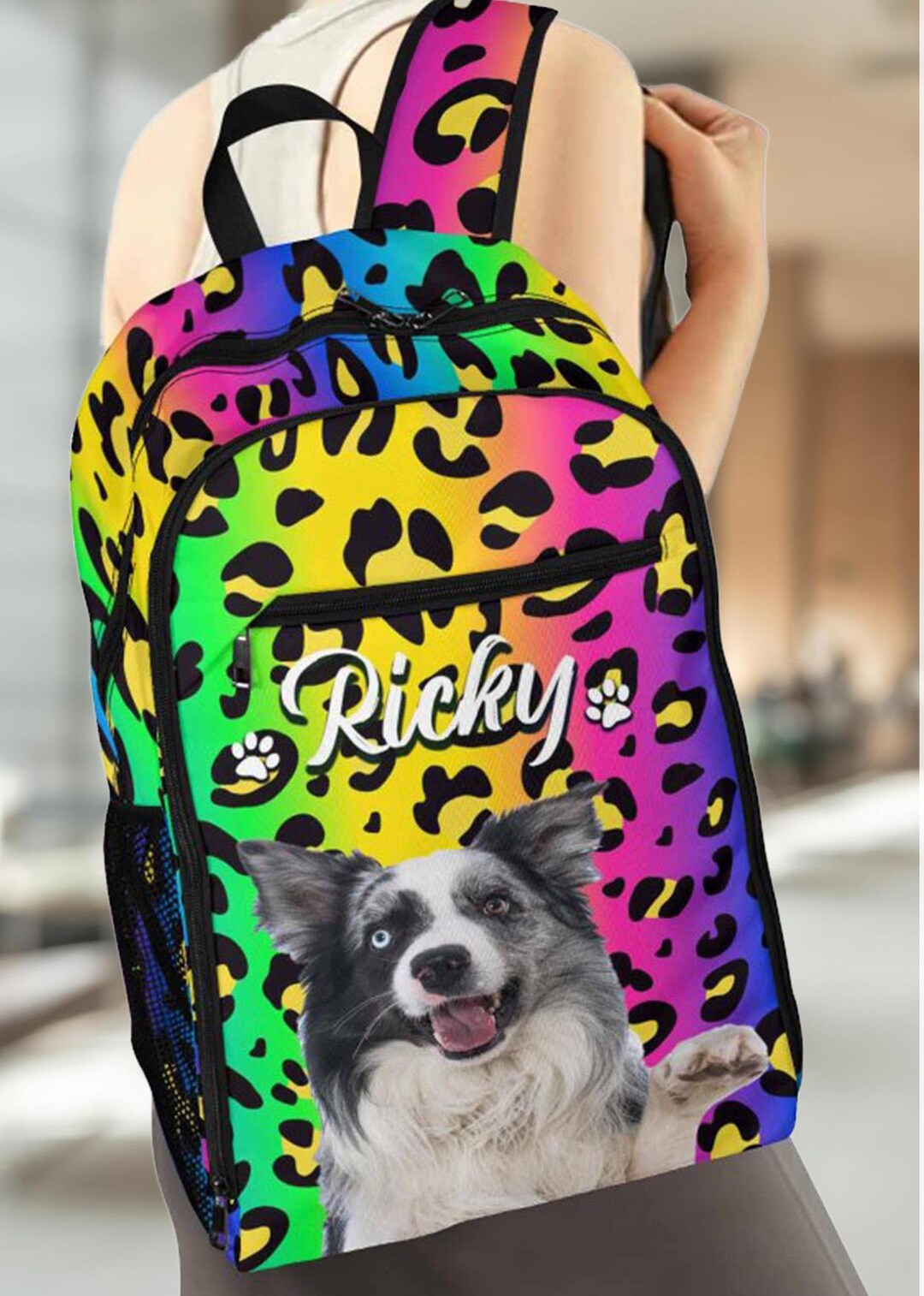 Personalized Funny Dog Face Picture Backpack, Custom Multifunctional ...
