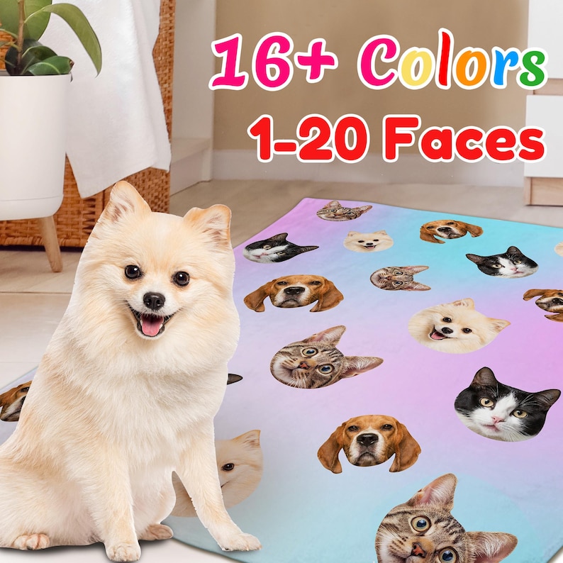 Personalized Pet Faces Blanket: Custom Dog & Cat Photo Collage, Take a ...