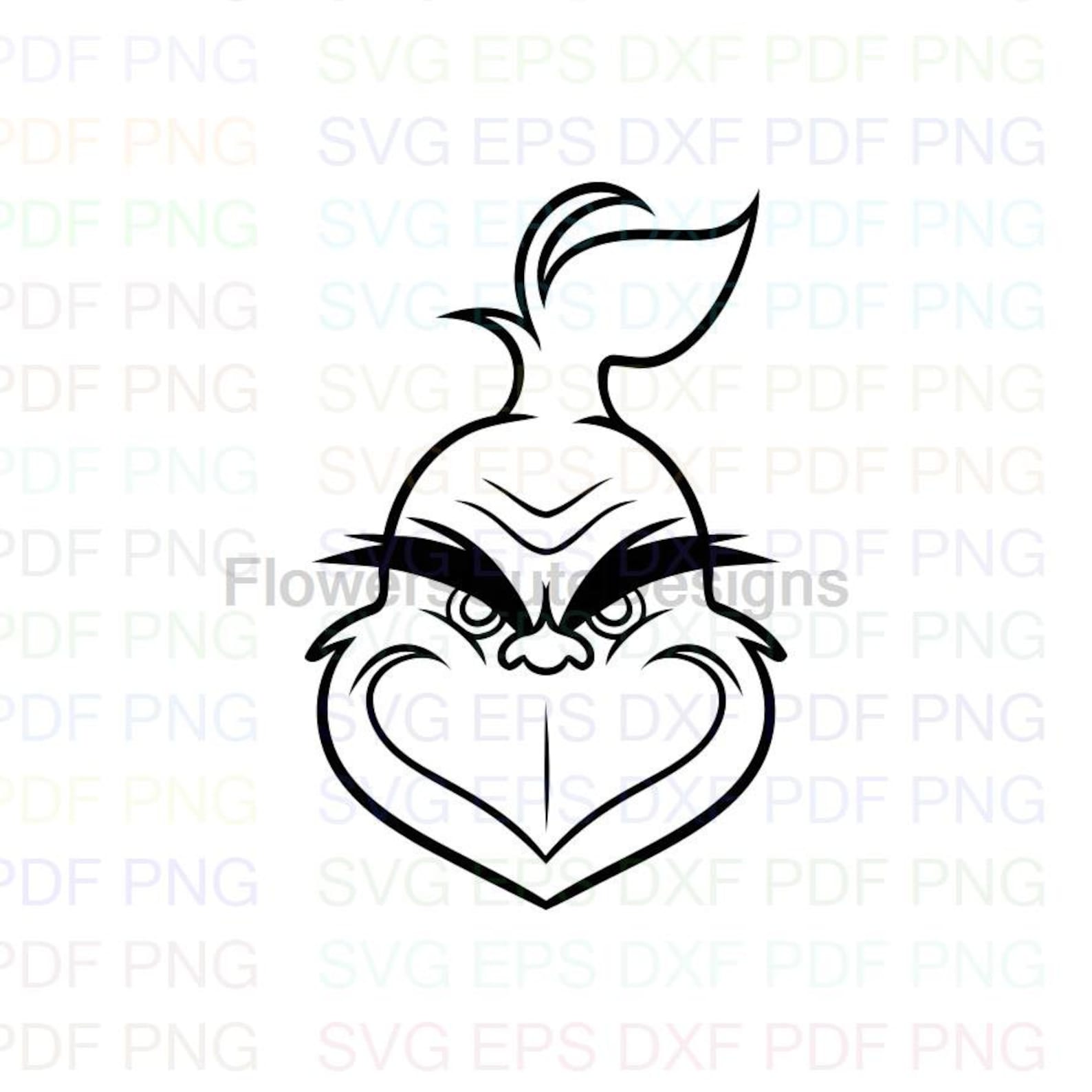 The Grinch Face Outline Silhouette Svg Dxf Eps Pdf Png | Etsy