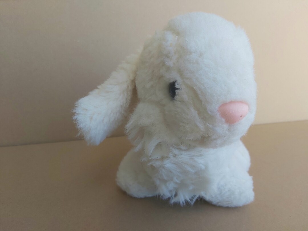 Angora Rabbit Plush Vintage. White Plush Rabbit Blue Eyes. Vintage ...