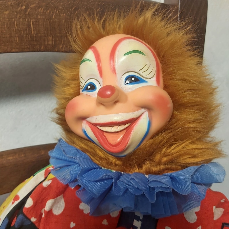 Vintage Rushton style clown. Rubber face stuffed clown Erbeo Germany ...