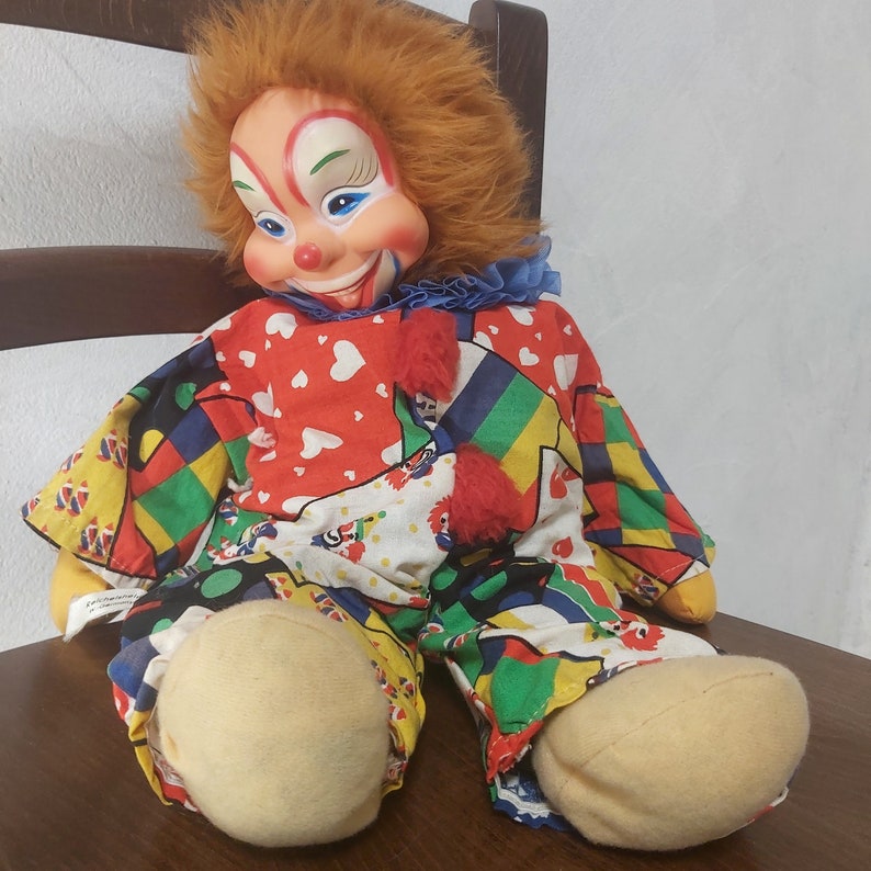 Vintage Rushton style clown. Rubber face stuffed clown Erbeo Germany ...