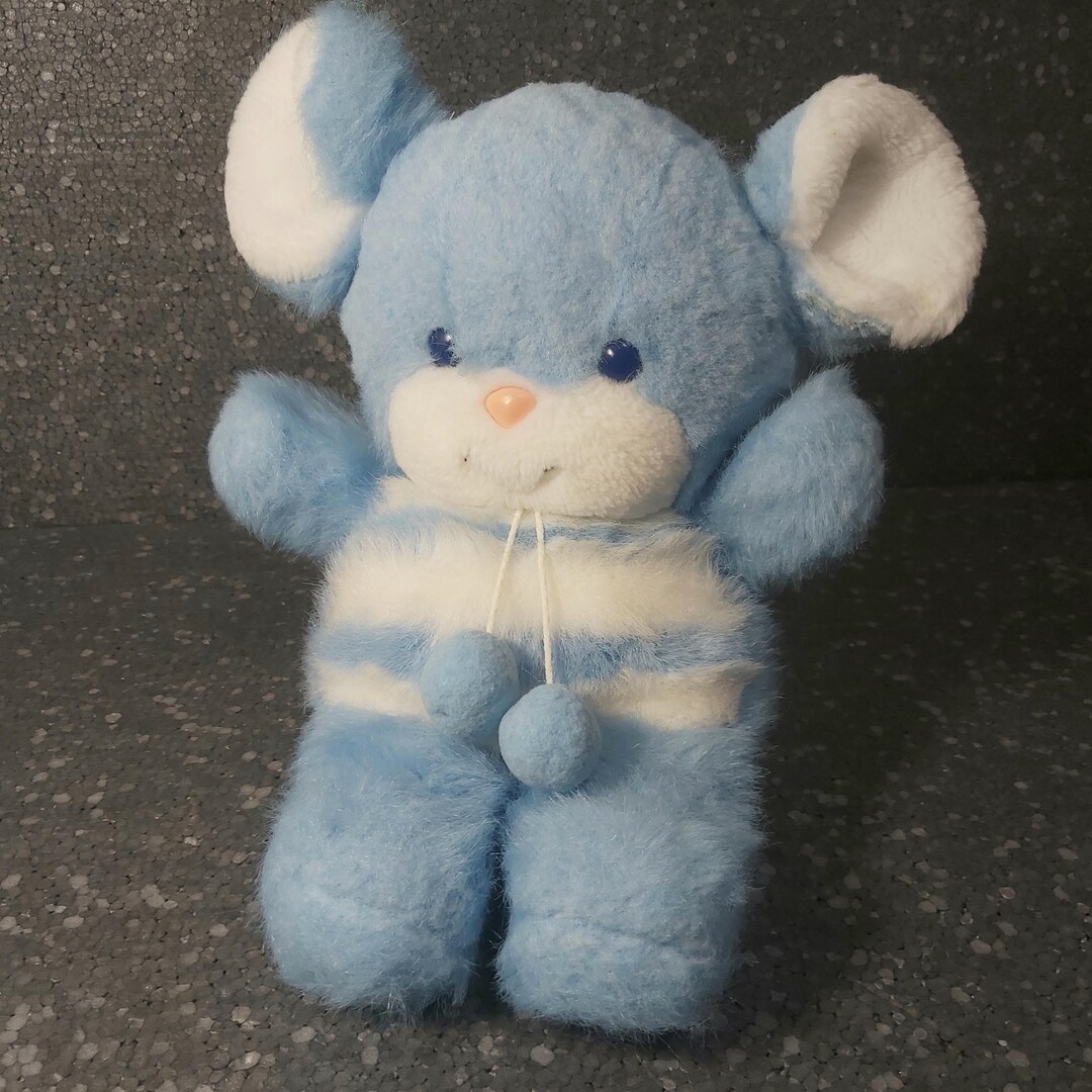 Plush Mouse Vintage. Sky Blue Mouse Stuffed Animal Vintage. White Blue ...