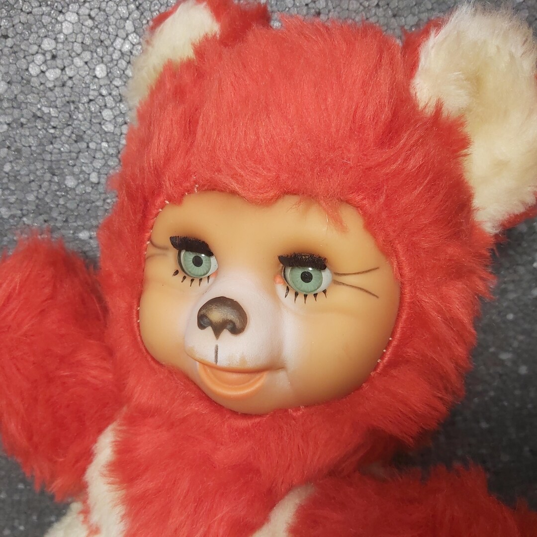 Red Bear Sonneberg Rubber Face Sleepy Eyes Vintage Plush Doll Bear ...