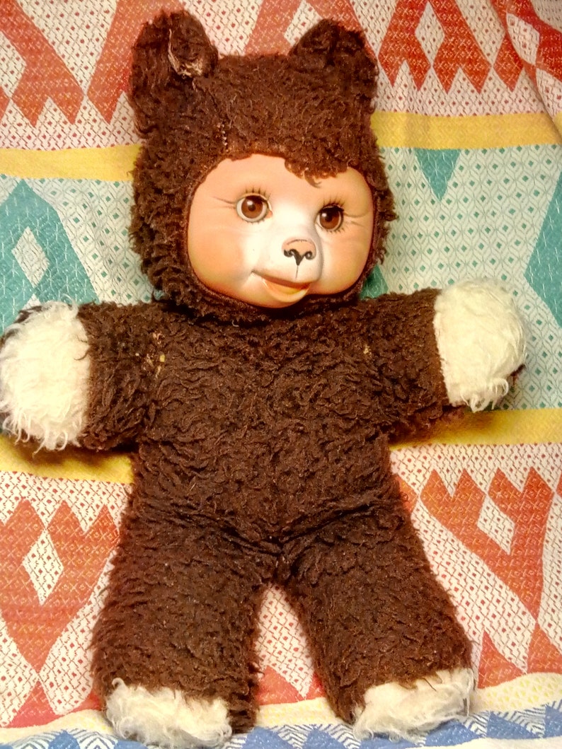 Rubber Face Plush Brown Bear Sonneberg. German Vintage Bear - Etsy
