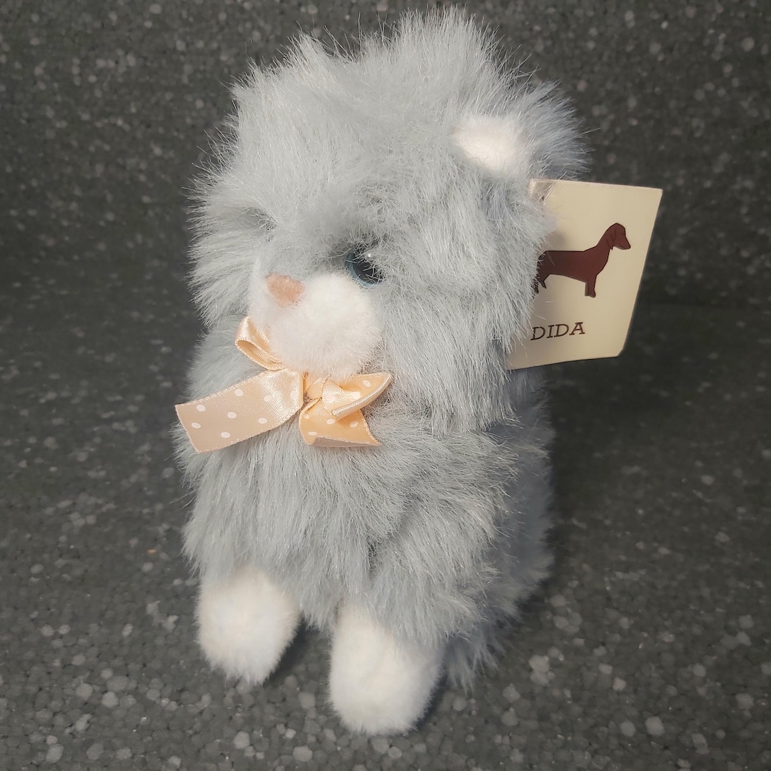 Fluffy Lilac British Longhair Cat Plush Vintage. Lilac Kitten Stuffed ...