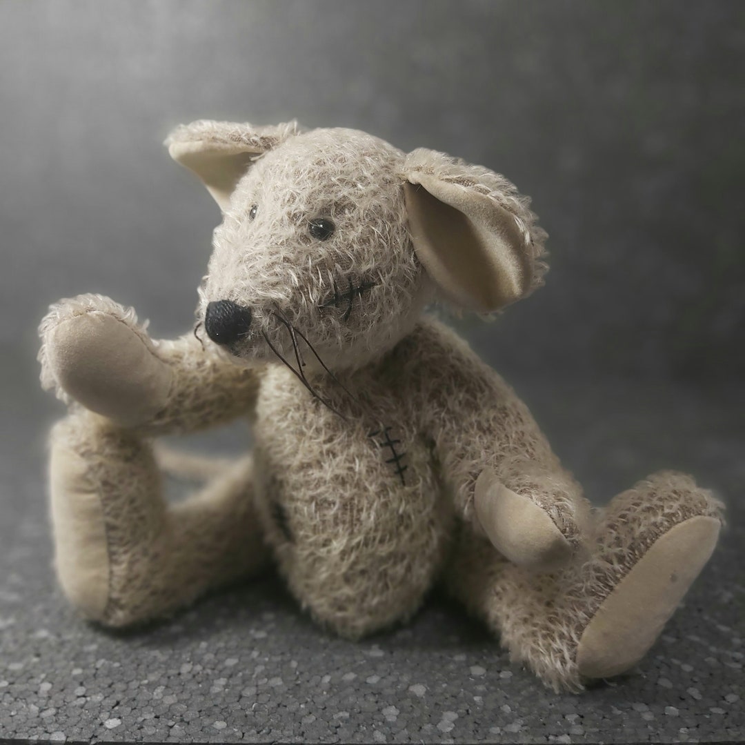 Teddy Mouse Movable. Artist Stuffed Mouse Vintage. Gray Teddy Mouse ...