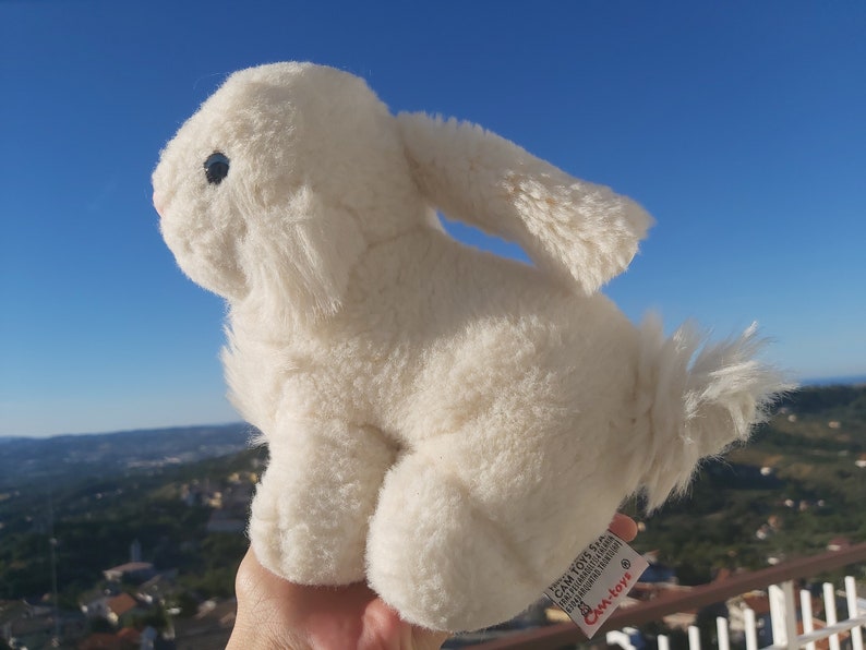 Angora Rabbit Plush Vintage. White Plush Rabbit Blue Eyes. - Etsy