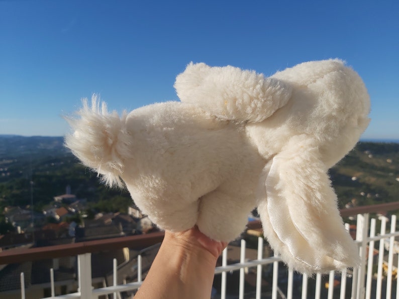 Angora Rabbit Plush Vintage. White Plush Rabbit Blue Eyes. - Etsy