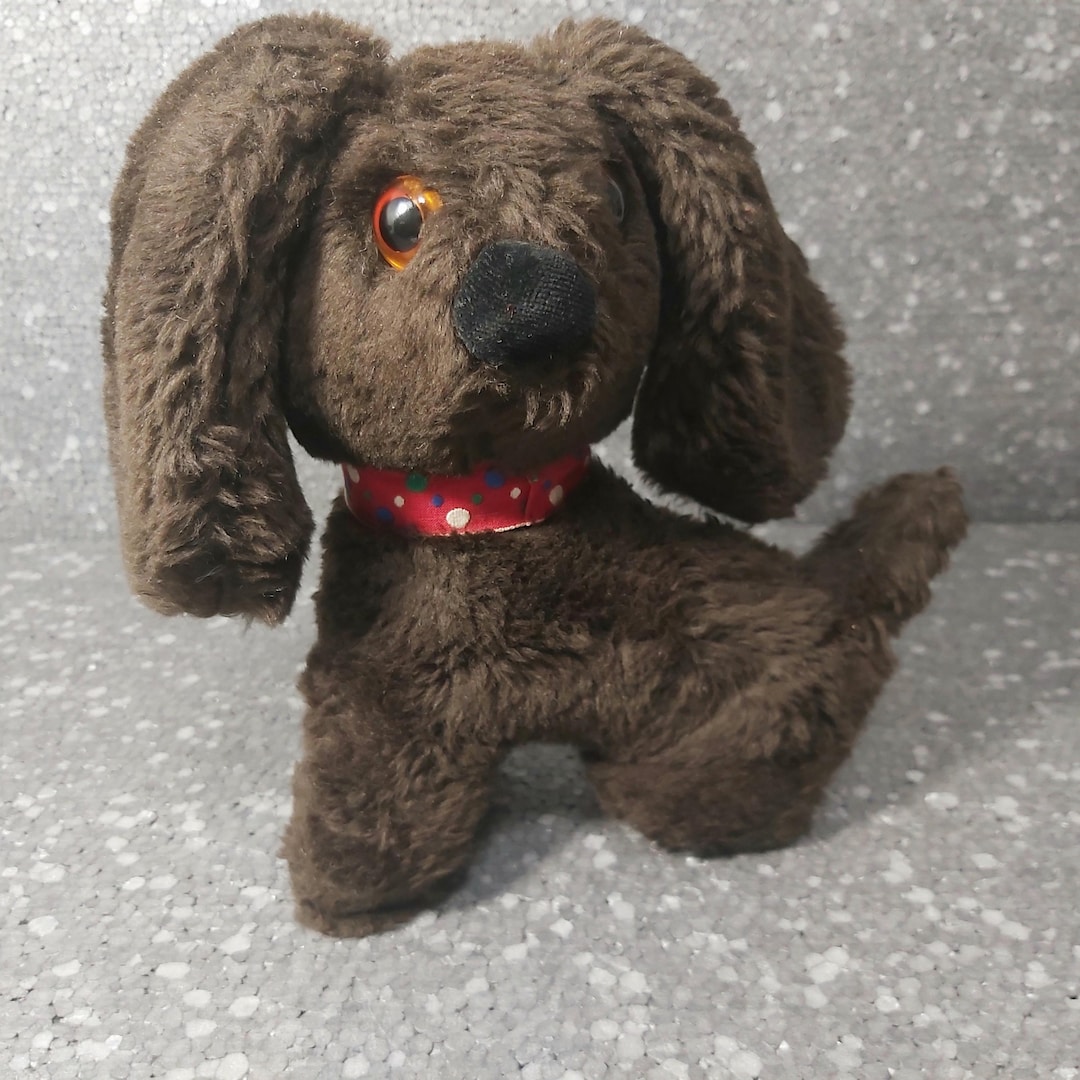Dark Brown Puppy Plush Vintage. Stuffed Brown Dog. Stuffed Animal Puppy ...