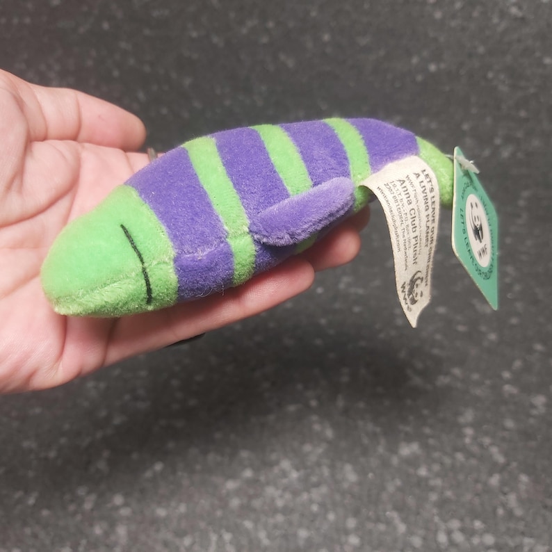 Striped Fish WWF Keychain. Vintage Plush Fish Keychain Anna Club Plush ...