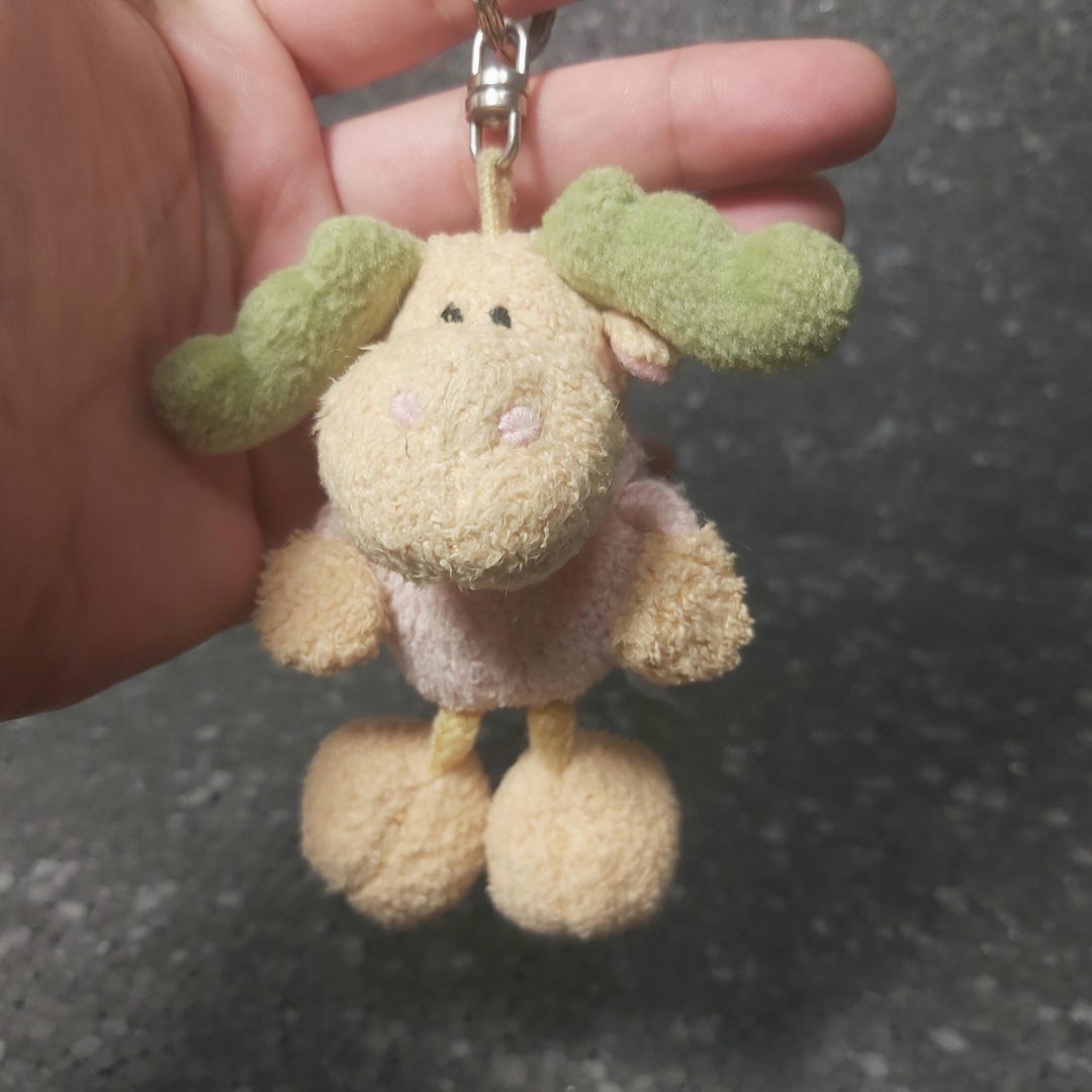 Pink Elk Nici Keychain Pink Deer Plush Vintage. Stuffed Elk Keychain ...