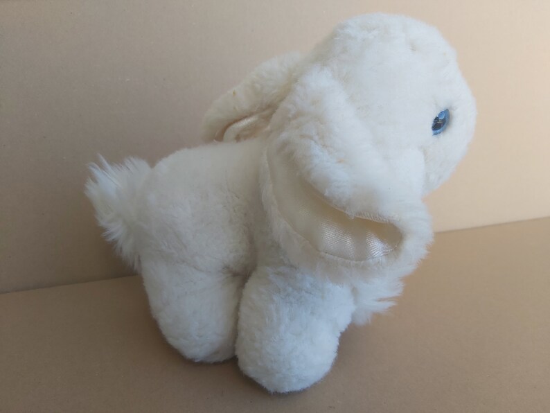 Angora Rabbit Plush Vintage. White Plush Rabbit Blue Eyes. - Etsy