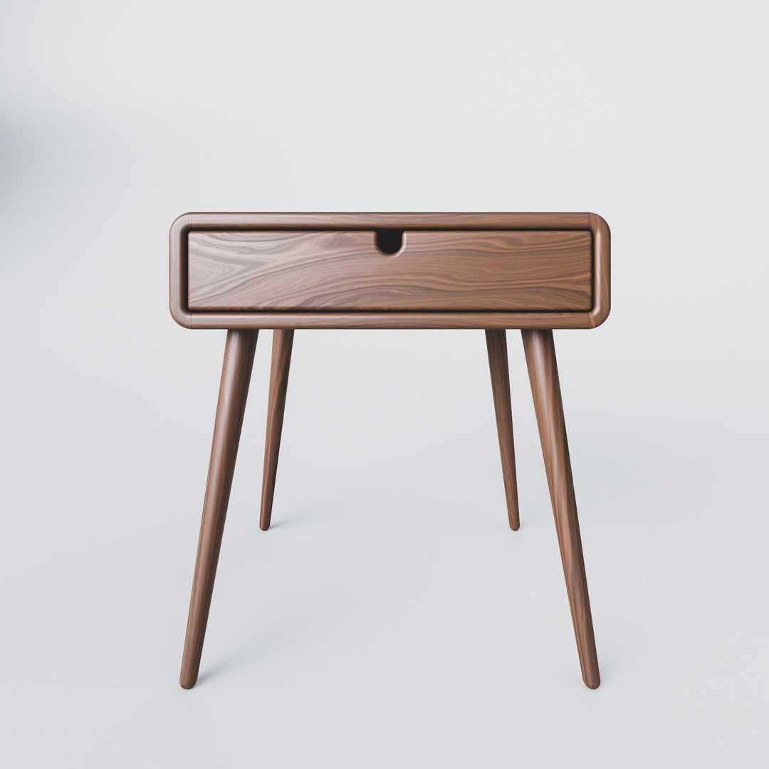 Walnut Nightstand Bedside Table With Drawer Solid Walnut - Etsy