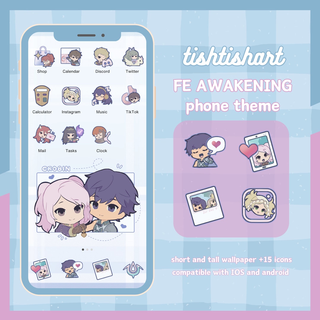 FE Awakening Chrom X Robin Hand Drawn Phone Wallpaper and Icon Set - Etsy