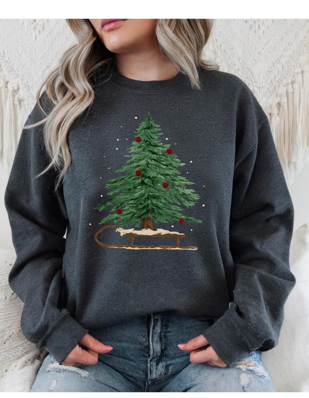 Vintage Christmas Tree Sweatshirt – Rustic Holiday Crewneck - Etsy
