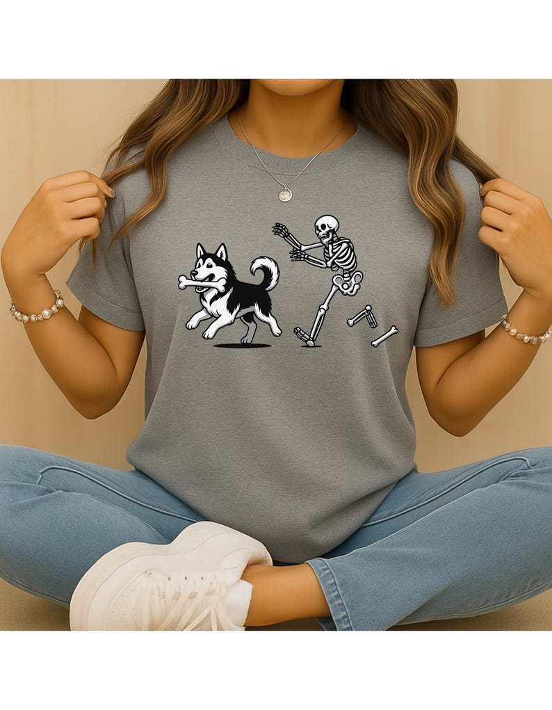 Funny Husky Skeleton T-shirt: Halloween Dog Lover Tee - Etsy