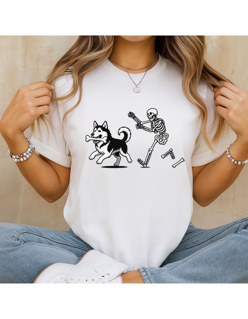 Funny Husky Skeleton T-shirt: Halloween Dog Lover Tee - Etsy