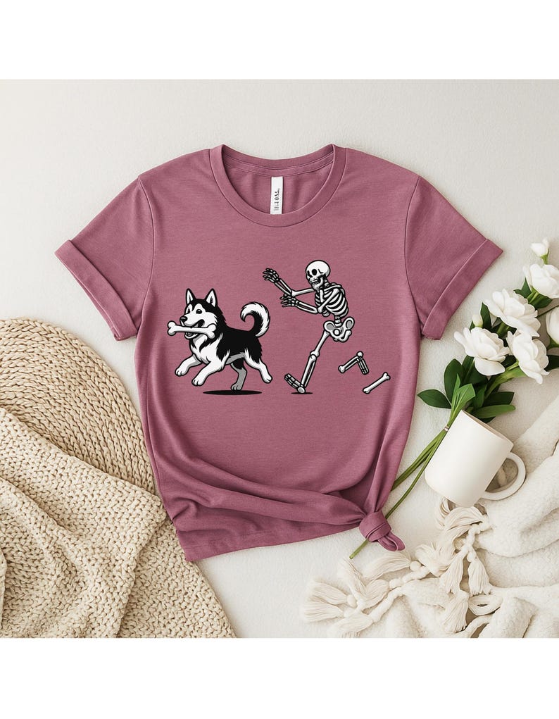 Funny Husky Skeleton T-shirt: Halloween Dog Lover Tee - Etsy