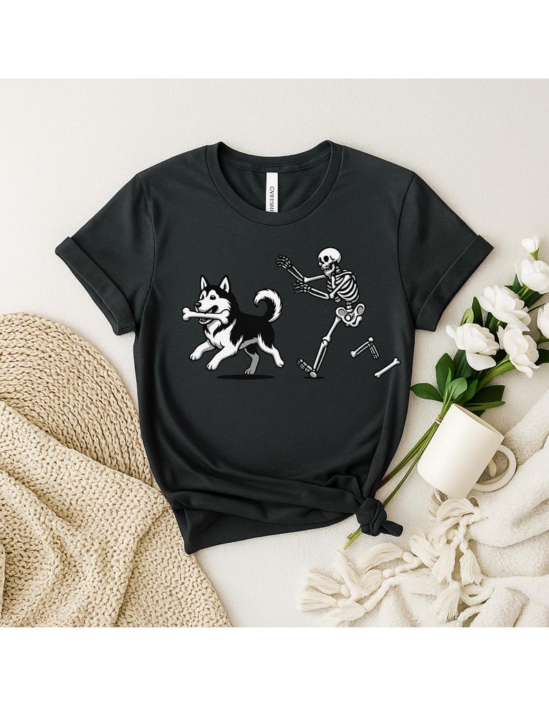 Funny Husky Skeleton T-shirt: Halloween Dog Lover Tee - Etsy