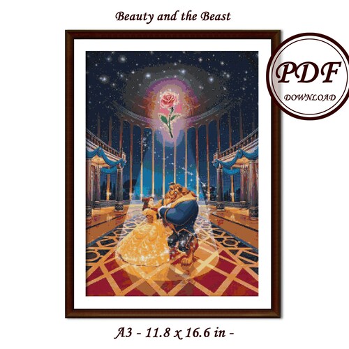 Beauty and the Beast Cross Stitch Pattern Belle DIY Princess - Etsy
