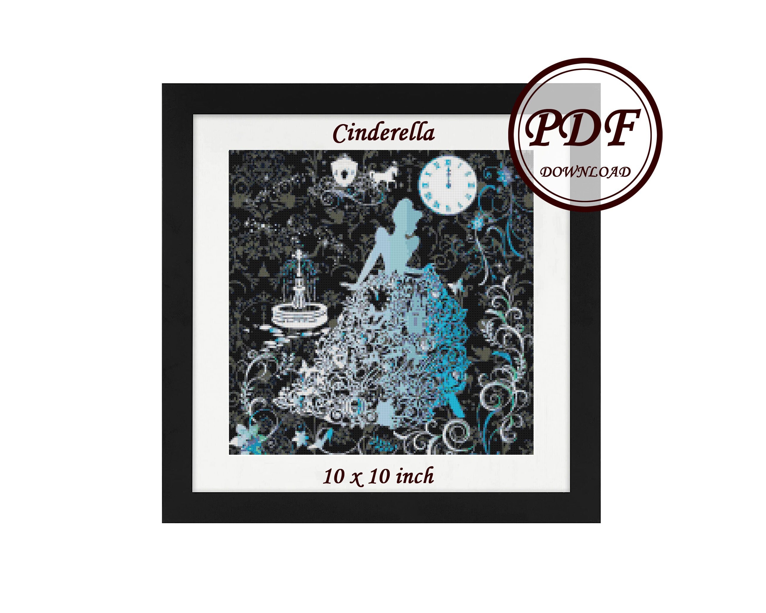 Cinderella / Princess Silhouette / Cross Stitch PDF Pattern / Instant ...