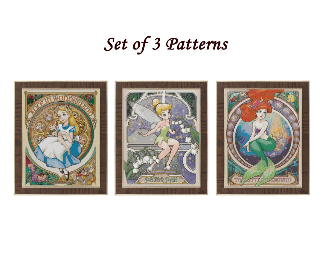 Alice, Tinker Bell, and The Little Mermaid / Kreuzstich PDF Muster ...