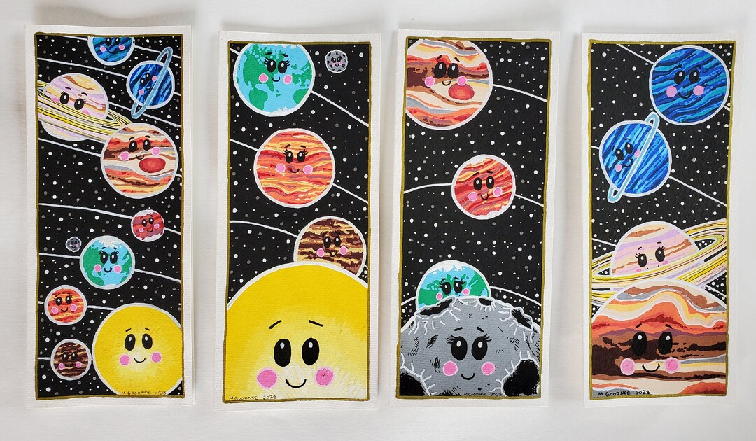 Cute Solar System Greeting Cards Set - Etsy