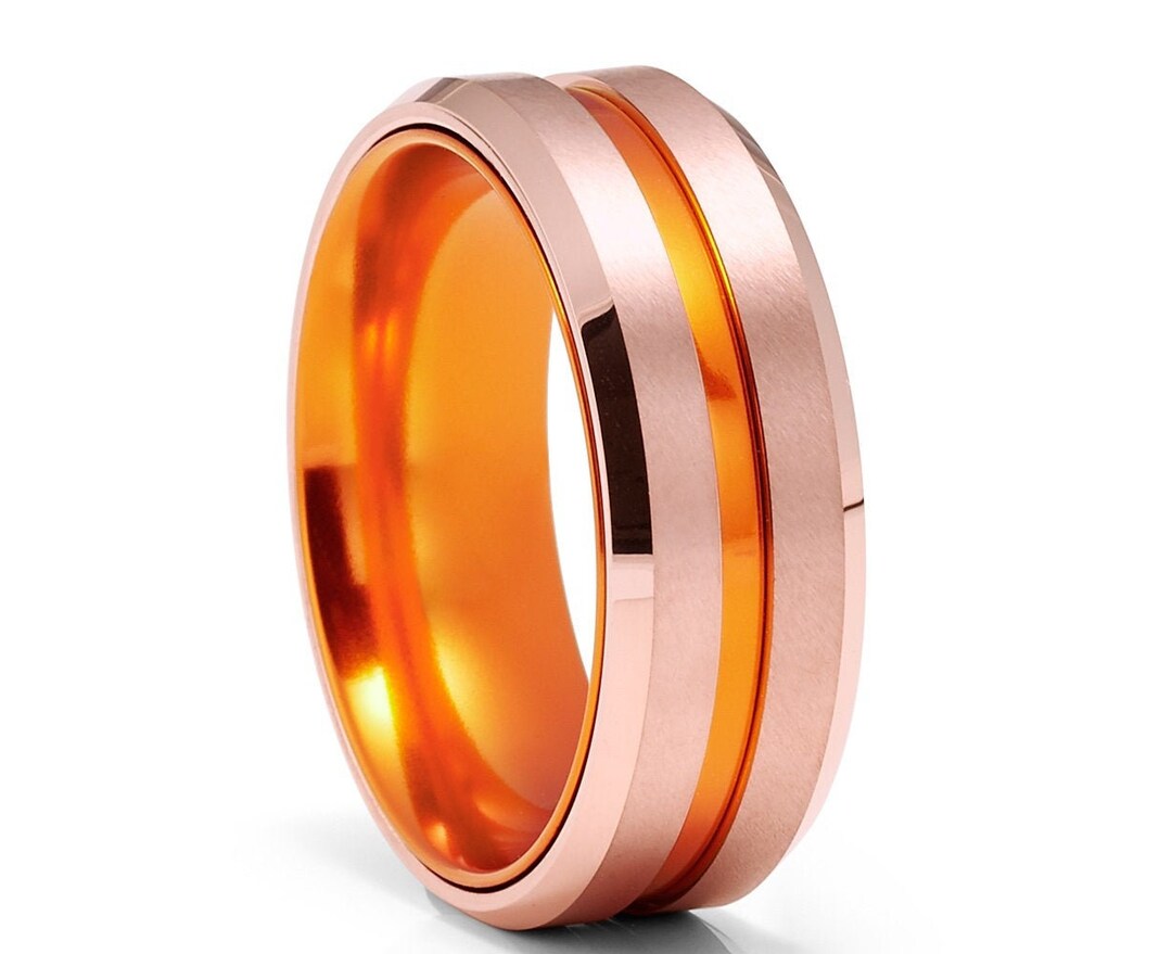 Orange Wedding Ring|orange Wedding Ring|anniversary Ring|rose Gold ...