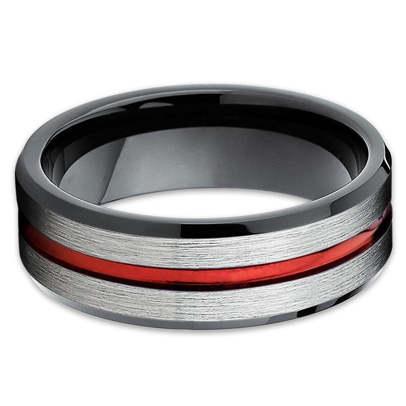 Red Tungsten Wedding Ringblack Tungsten Ringanniversary - Etsy