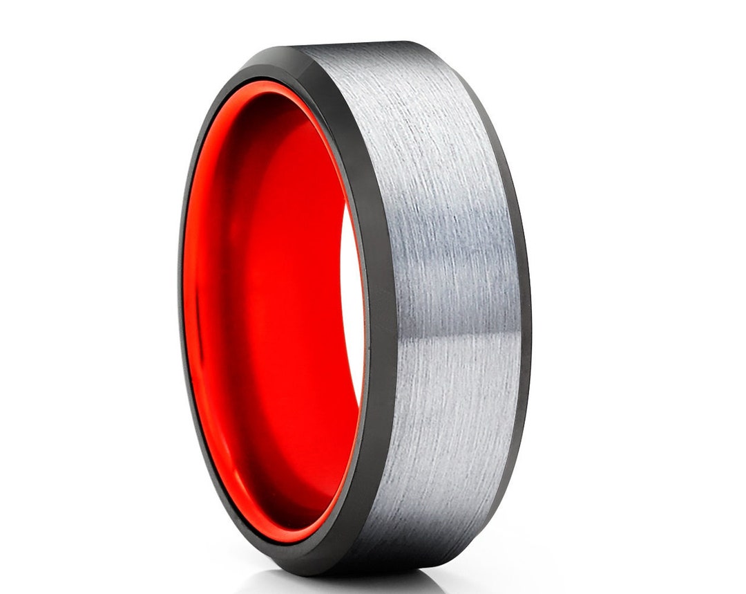 Red Wedding Rings,red Tungsten Wedding Band,black Tungsten Wedding Ring ...