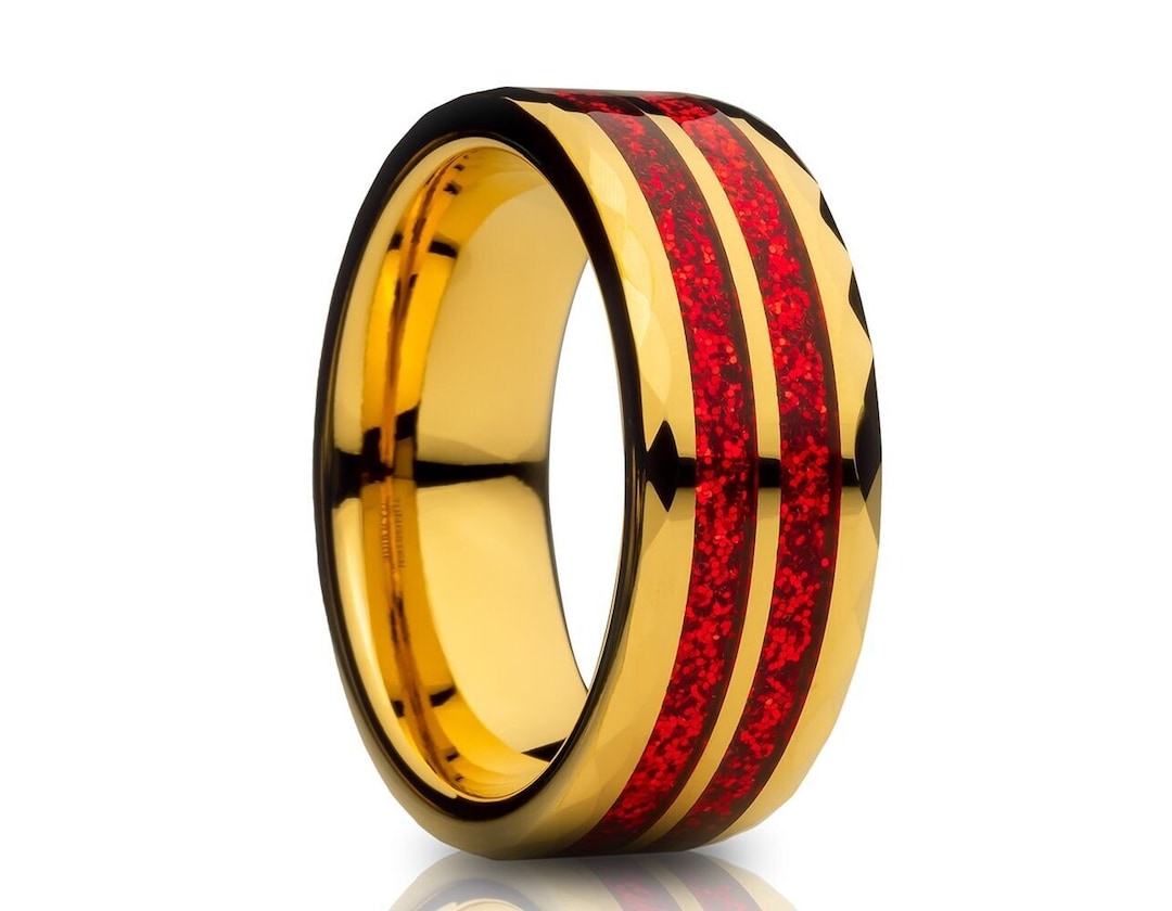8mm Wedding Ring,tungsten Carbide Ring,yellow Gold Wedding Ring,red ...