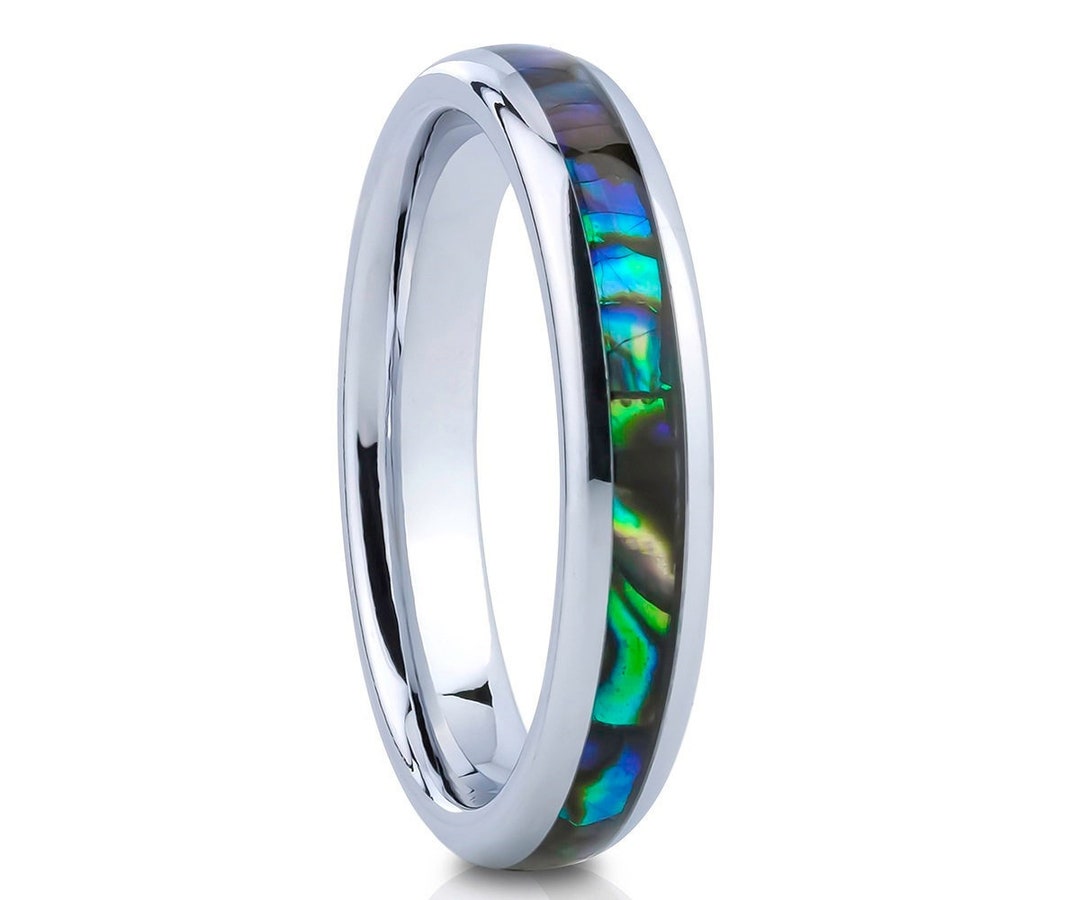 Abalone Wedding Ring,4mm Wedding Band,tungsten Wedding Ring,engagement ...